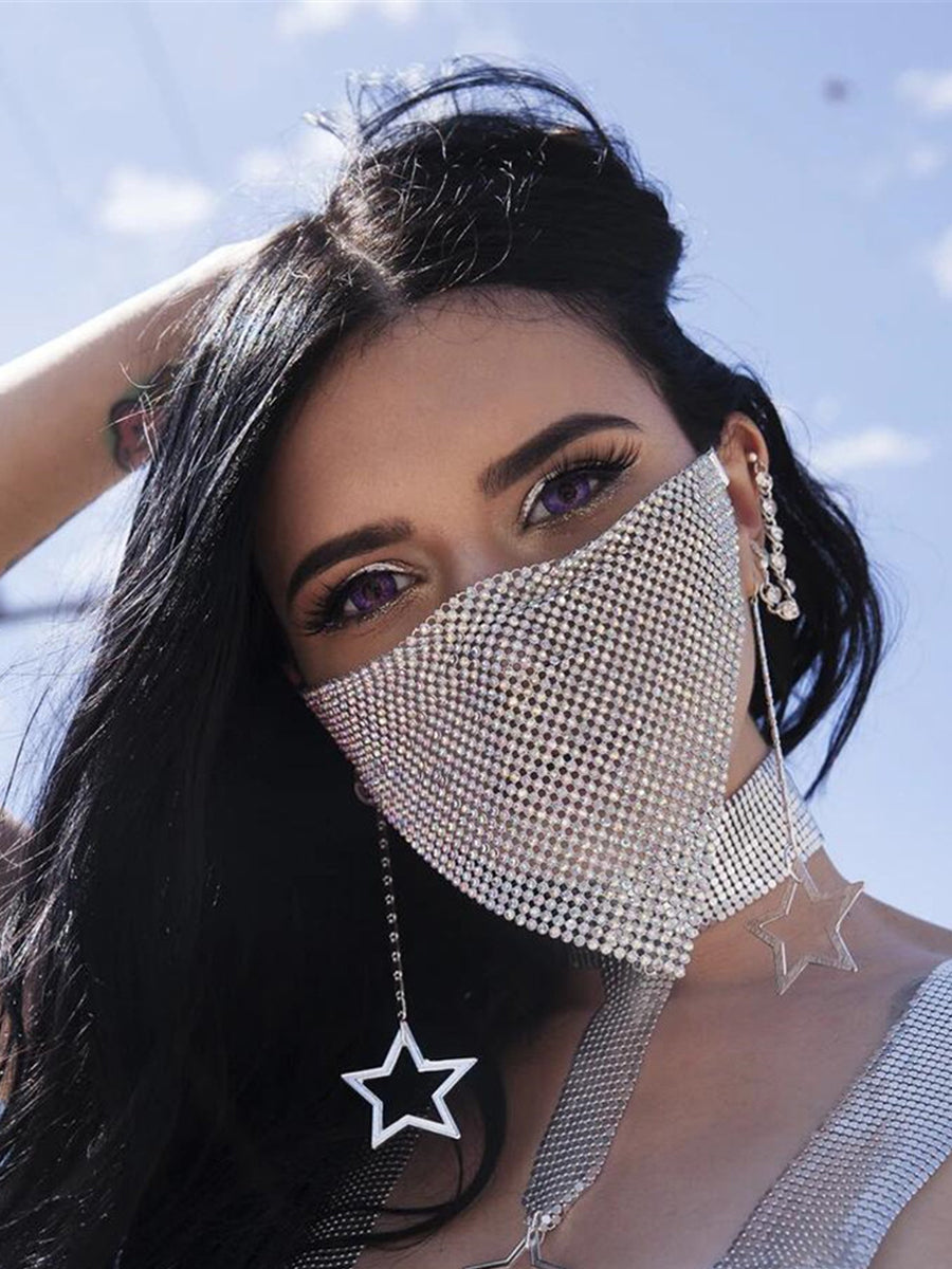Costume Inspire Sparkly Rhinestones Face Mask